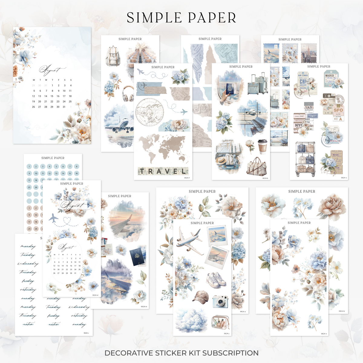 Simple Paper – August 2024 Sticker Kit with Vintage Travel Charm