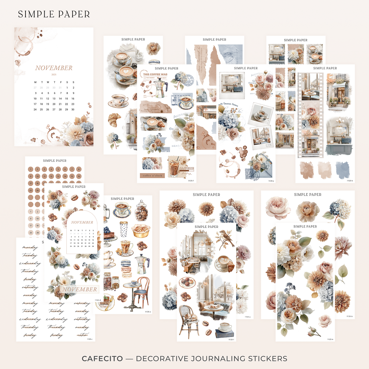 Fall Journaling Stickers – Cozy Autumn & Café-Inspired Designs – Simple ...