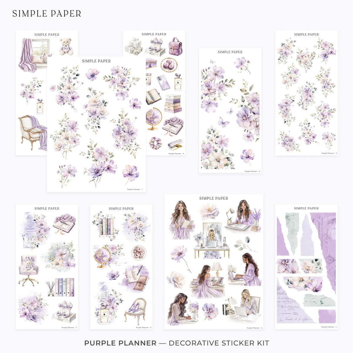 Simple Paper – Purple Planner Stickers for Journaling & Creativity