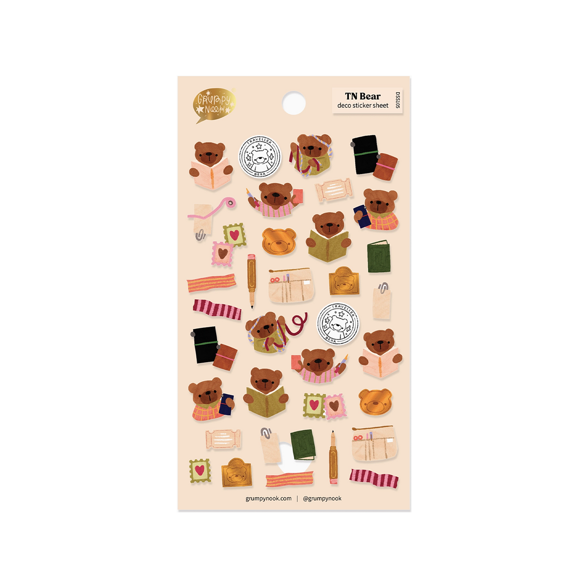 Grumpy Nook | Deco Sticker Sheet | TN Bear – Simple Paper