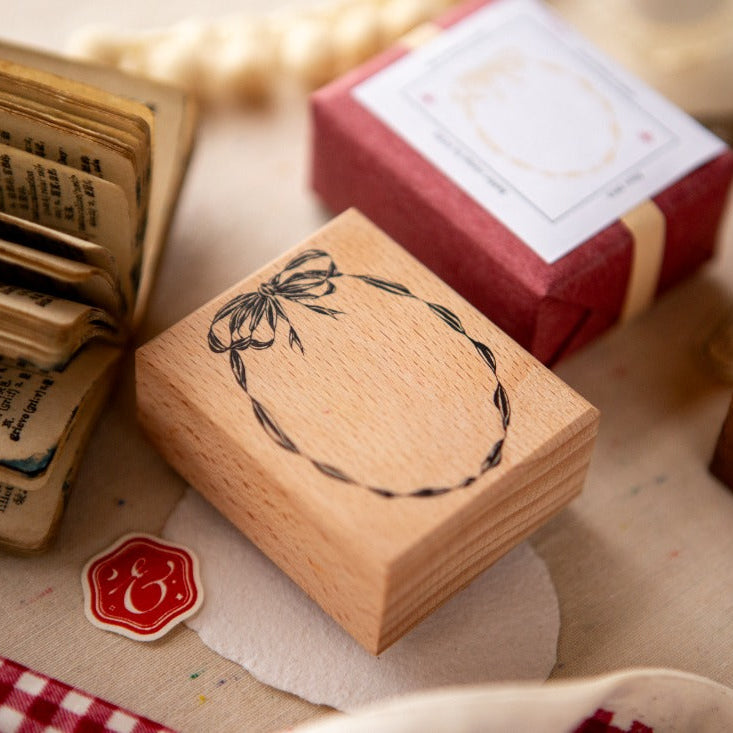 OURS Studio Rubber Stamp | Ovel Ribbon Frame – Simple Paper
