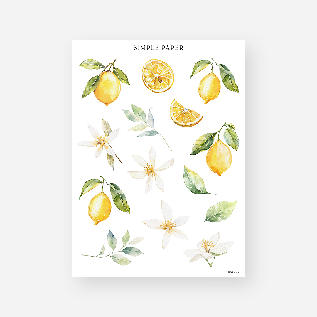 June 24 – Sheet B | Lemon Citrus Stickers for Journals & Planners ...