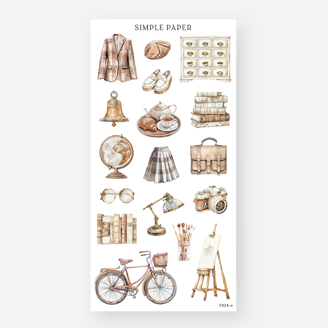 October 2024 – Sheet E | Academic Object Stickers – Simple Paper