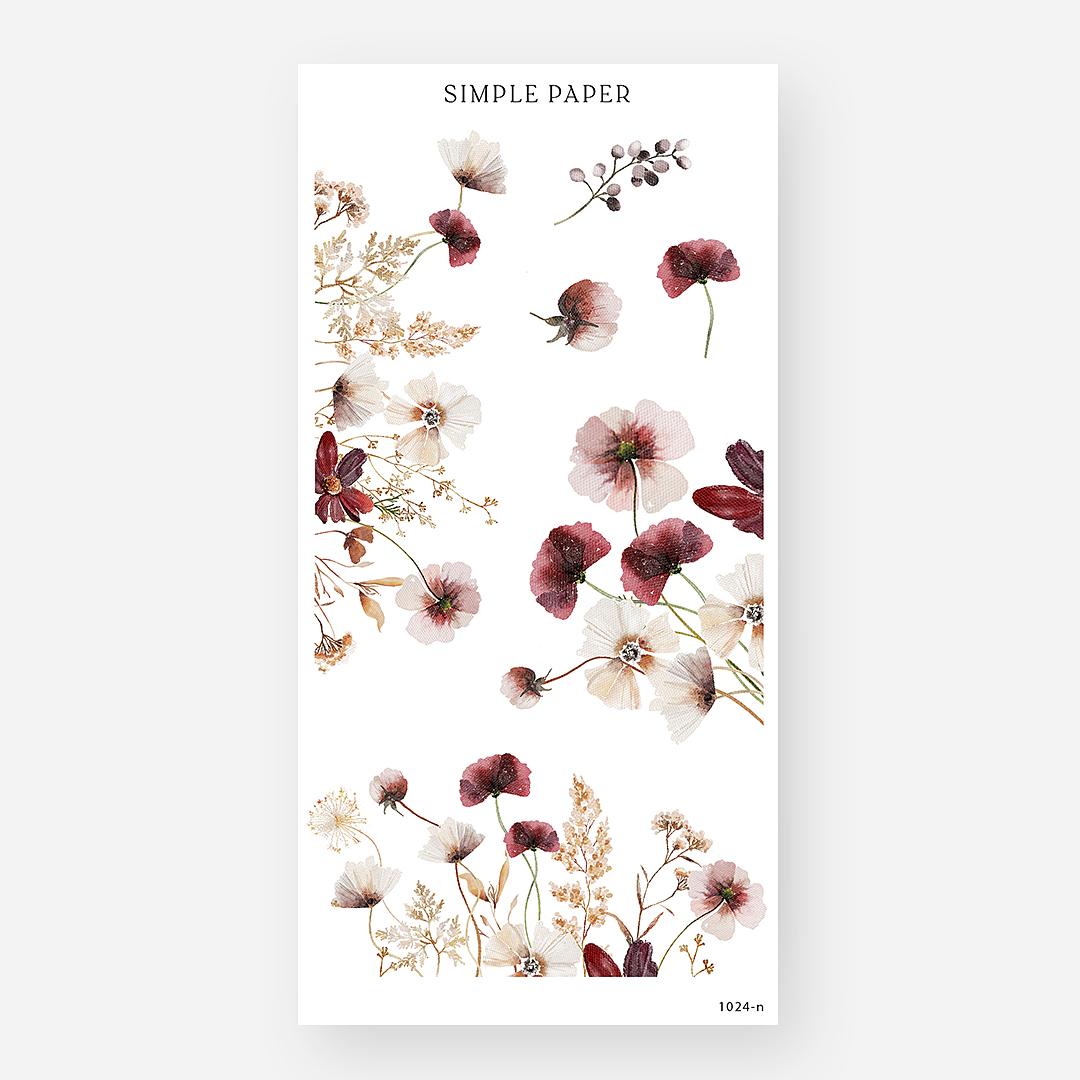 October 2024 – Sheet N | Pressed Floral Stickers – Simple Paper